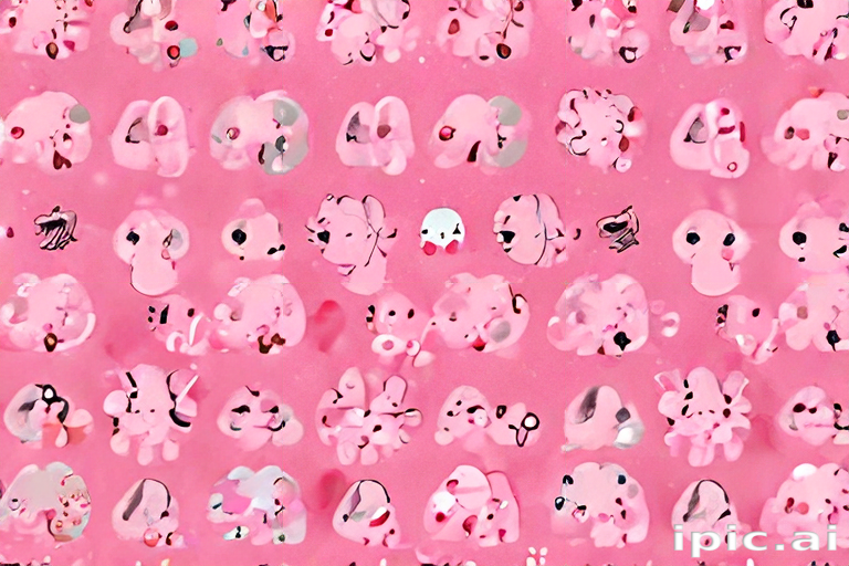 A Colorful Array of Cute Pink Characters on a Light Pink Background.