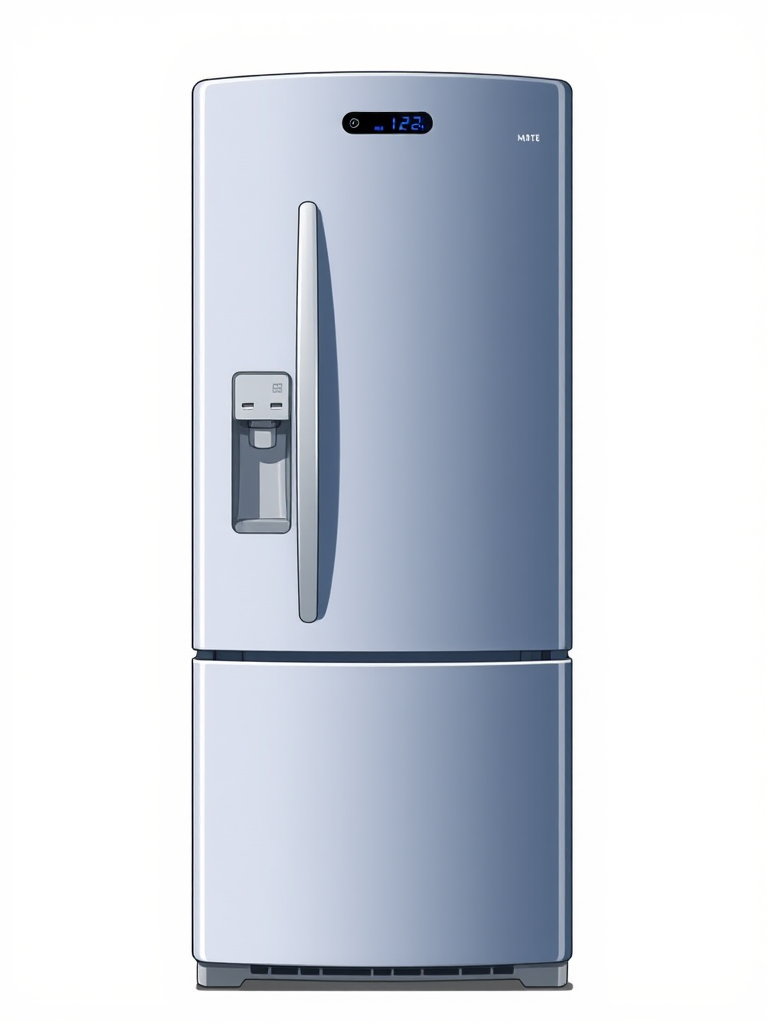 Create a highly detailed illustration of a modern refrigerator, shot ...