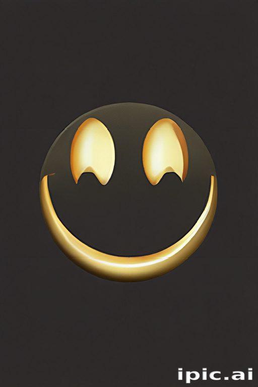Shiny Golden Smiley Face on a Dark Background Exuding Joy and Positivity