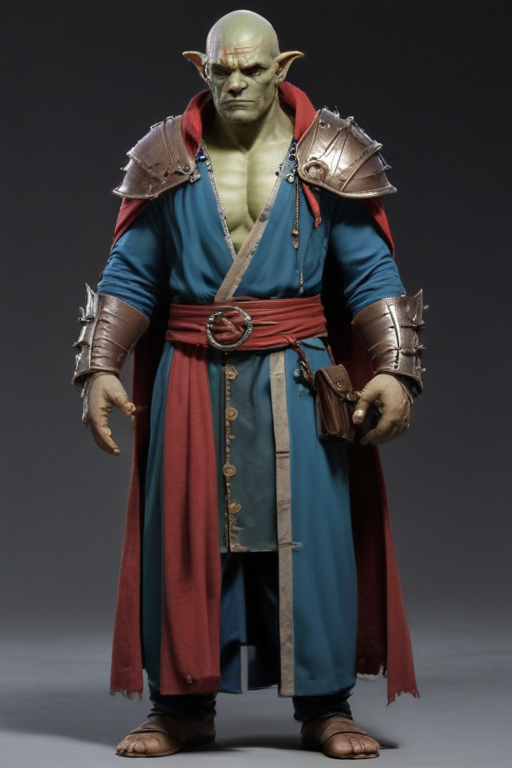 Cleric half-orc, baggy robes
