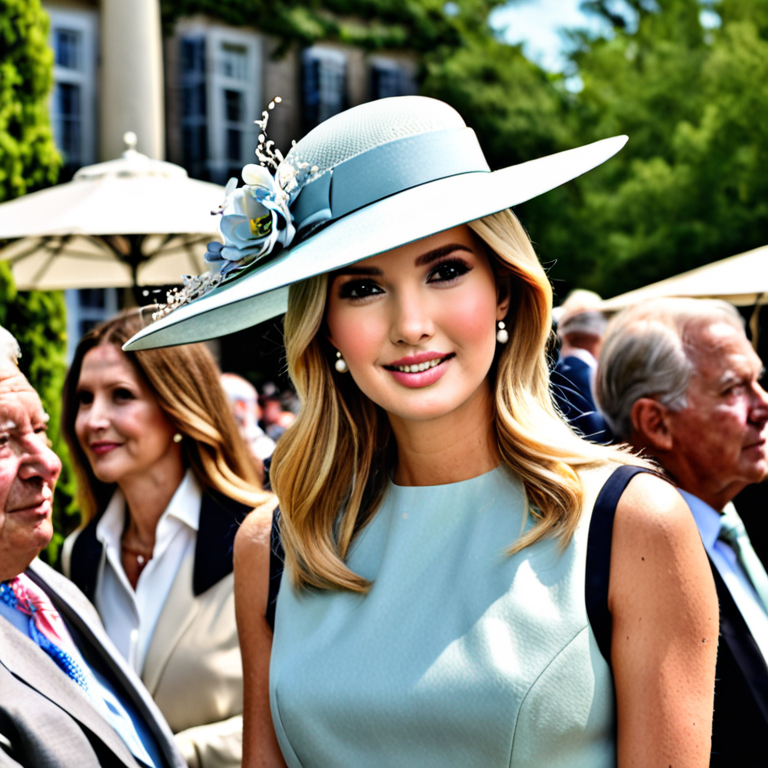 Ivanka Trump elegant hat garden party