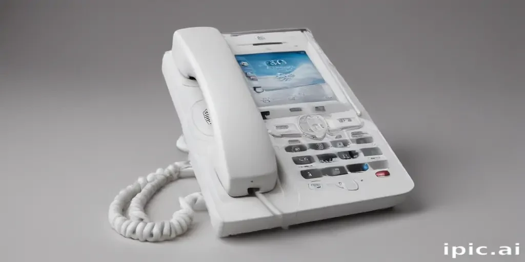A Modern White Telephone with Touchscreen Display and Classic Design ...