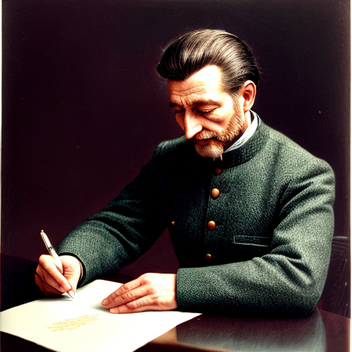 Picture of a man writing a letter