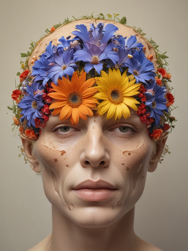 A Harmonious Blend of Nature and Humanity: Floral Adornment on a Human ...