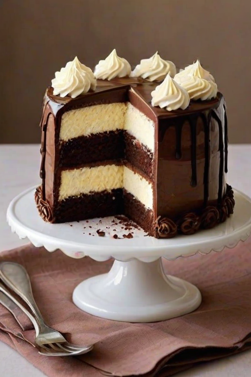Decadent Chocolate Layer Cake with Creamy Vanilla Filling and Frosting ...
