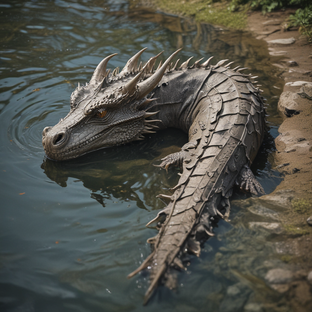 dragon sleeping in the water