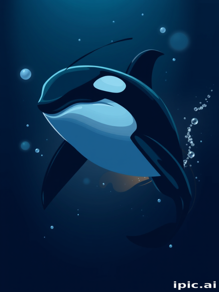 Majestic Orca Swimming Gracefully Through the Deep Blue Ocean Waters
