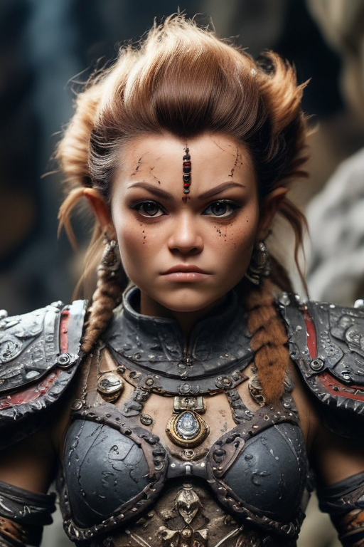 sturdy dwarven long-haired amazonian fantasy dwarf priestess with ...