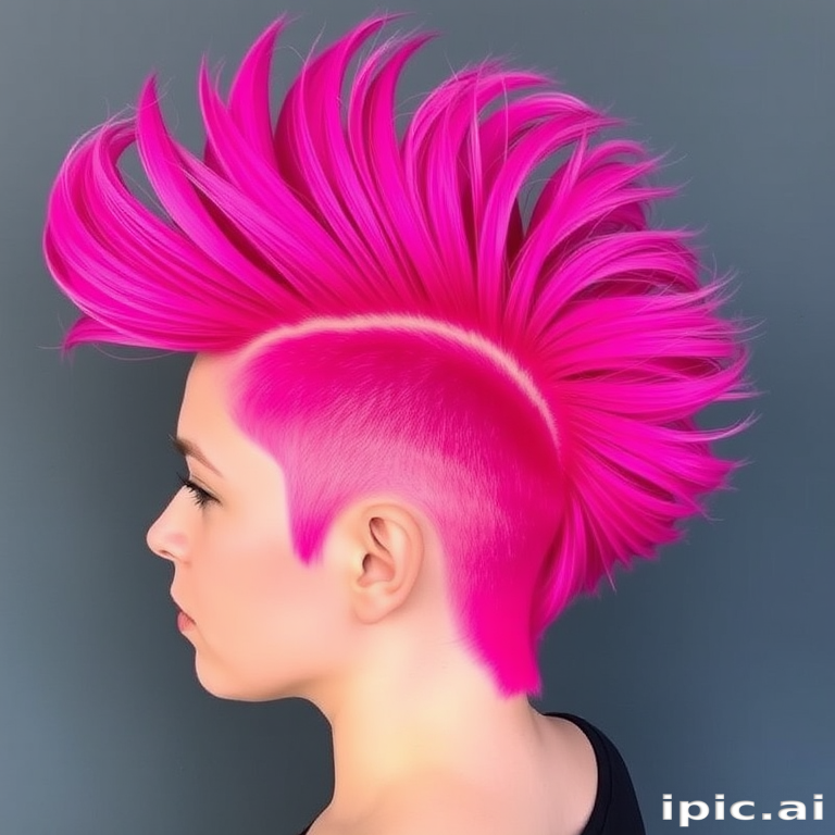 Vibrant Pink Mohawk Hairstyle Showcasing Bold and Creative Self-Expression