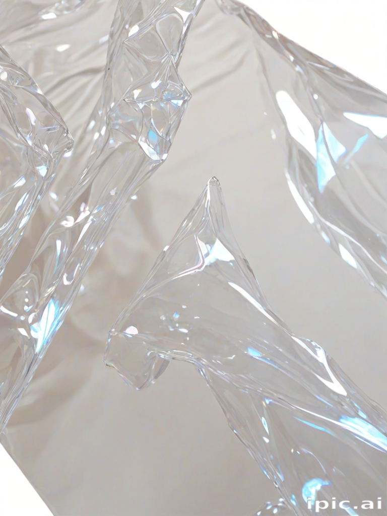 Translucent Plastic Sheet Forming Intriguing Shapes and Reflections in ...