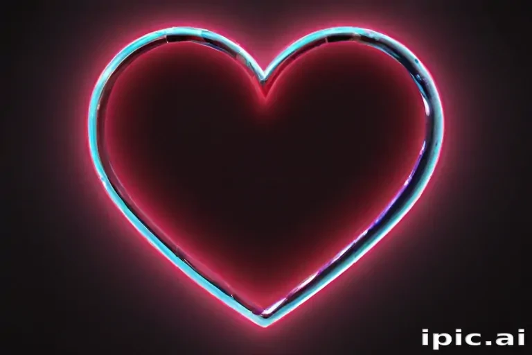 Vibrant Neon Heart Design Illuminated Against a Dark Background