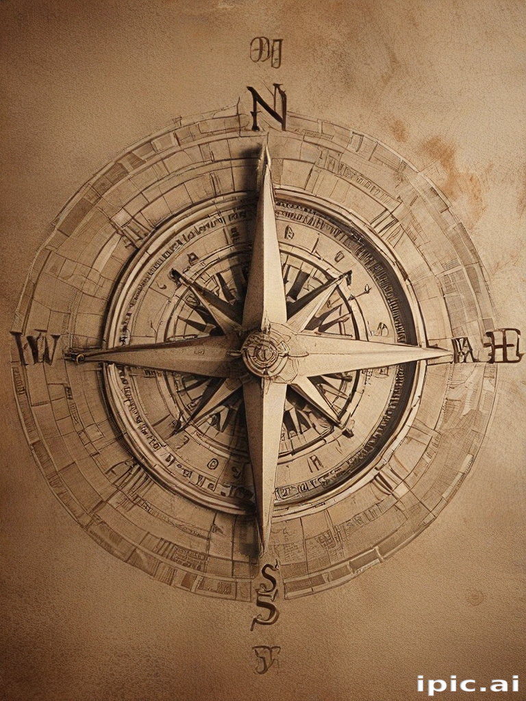 Intricate Vintage Compass Design with Detailed Directions and Artistic ...