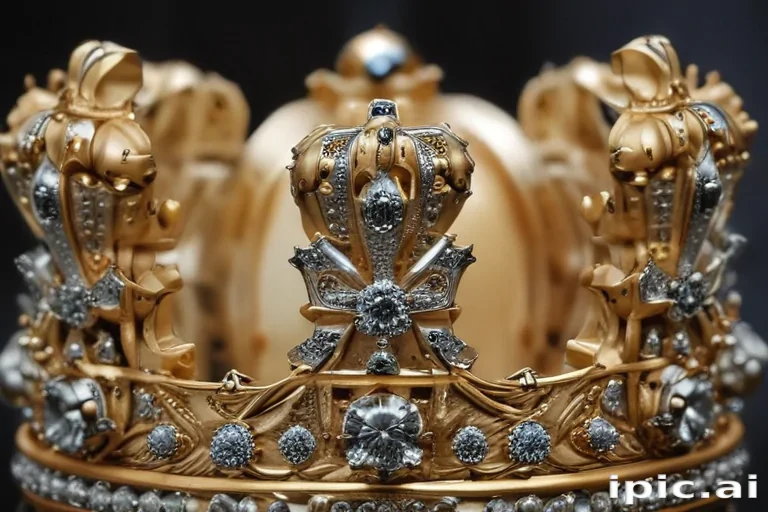 Exquisite Golden Crown Adorned with Sparkling Diamonds and Intricate ...