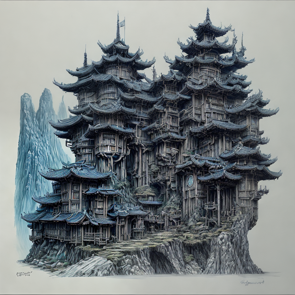 Vivid color intricate full page scan :: blueprint of concept art, yokai ...