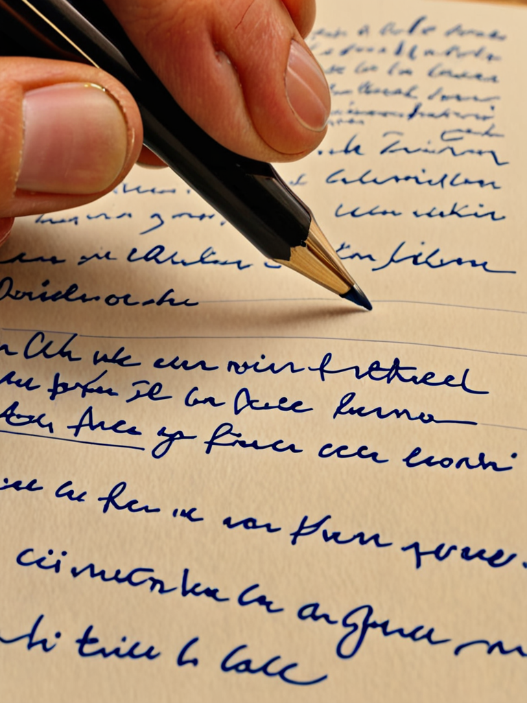 a persons hand writing text