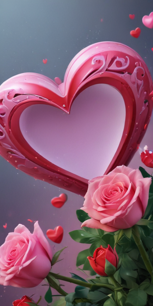 A Beautiful Heart with Roses and Floating Hearts for Love Celebrations