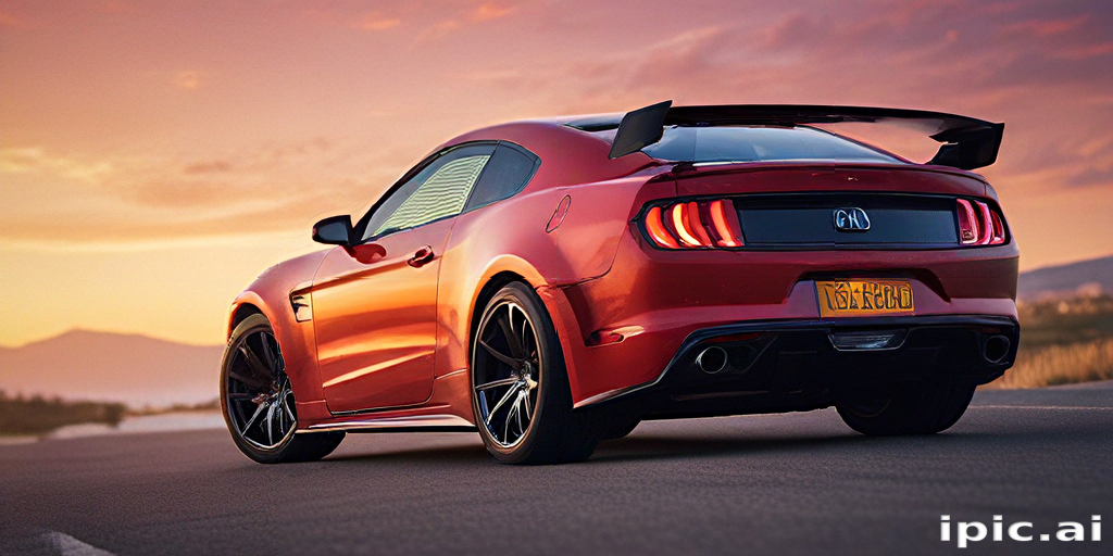 Stunning Sunset Backdrop Highlights a Sleek Red Sports Car in Motion