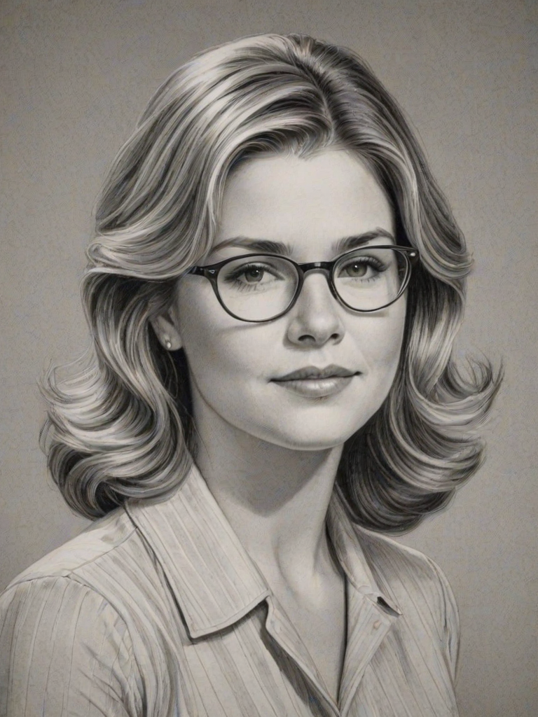 A Classic Portrait of a Stylish Woman with Elegant Glasses and Hair