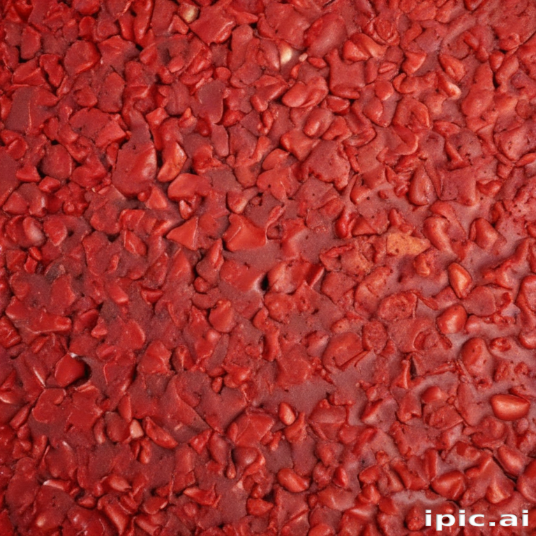 Textured Close-Up of Bright Red Crushed Material with Varied Shapes and ...