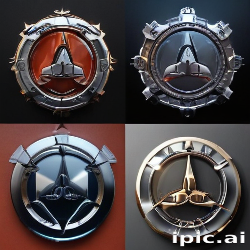 Four Unique Designs of a Futuristic Emblem with Distinct Color Schemes