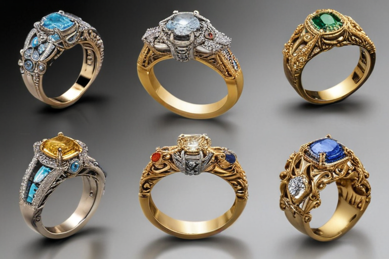 Exquisite Collection of Intricately Designed Gemstone and Gold Rings ...