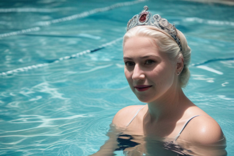 England queen swimming on pool