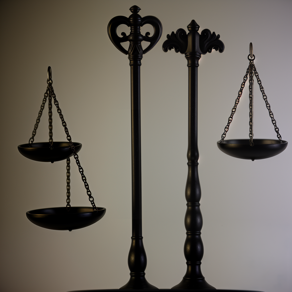 Elegant Black Scales Symbolizing Justice and Balance in a Minimalist Style