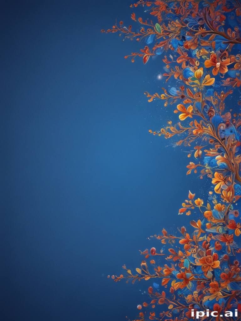 Vibrant Floral Design Against a Deep Blue Background for Artistic ...