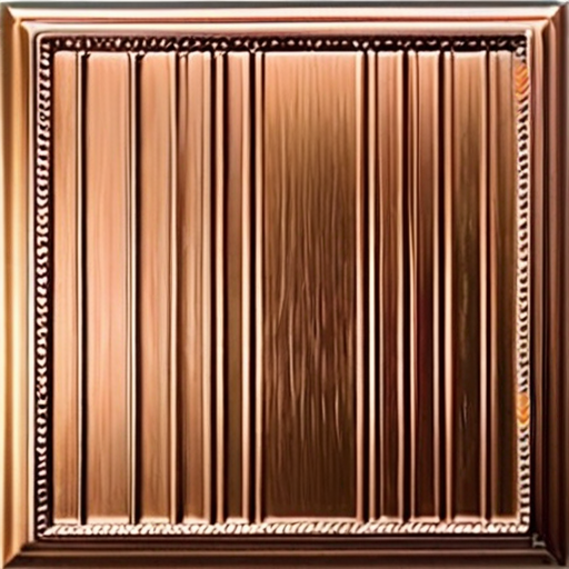 Patterned hammered copper panel full front straight on view