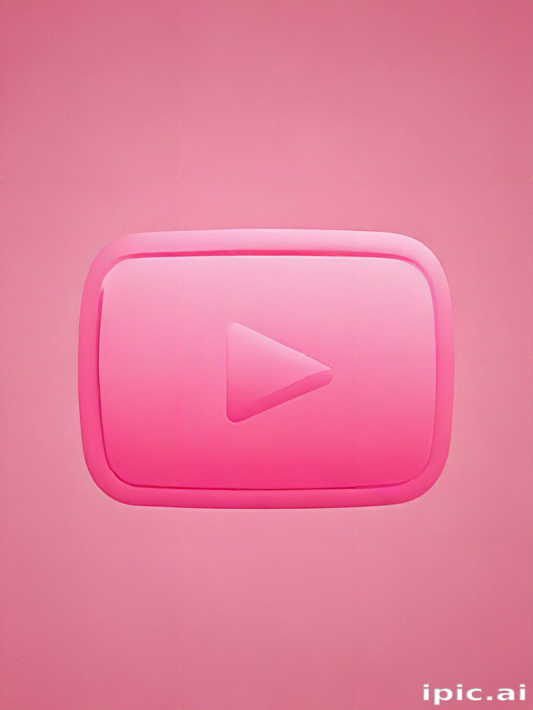 A Playful Pink YouTube Logo Set Against a Soft Pink Background.