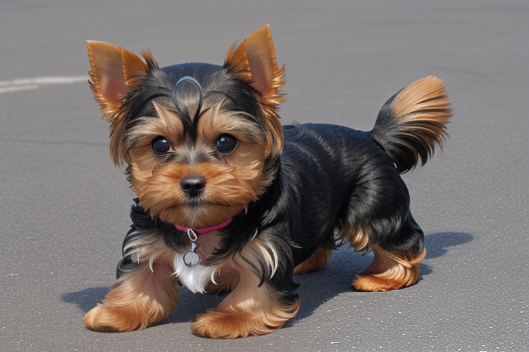 A Cute Yorkshire Terrier Puppy Playfully Exploring Its Surroundings ...