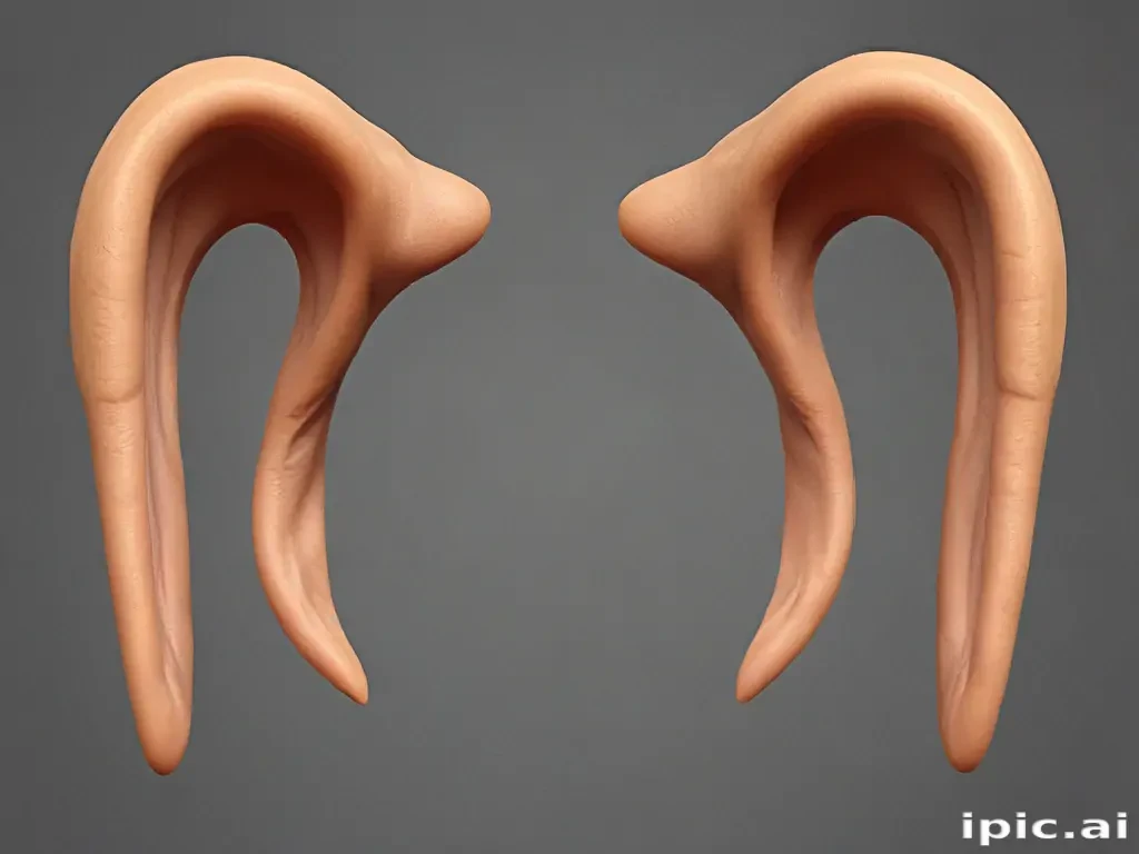 Detailed Render of Stylized Human Ears in a Neutral Background Setting