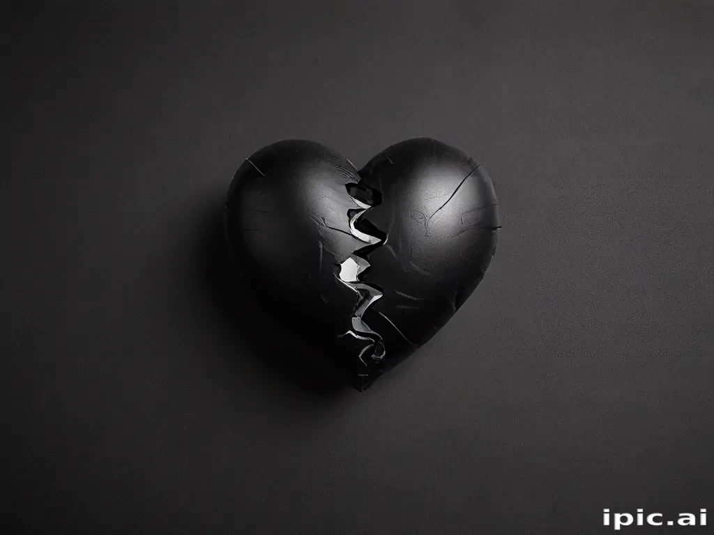A Black Heart Symbolizing Heartbreak and Emotional Pain in Life's Journey