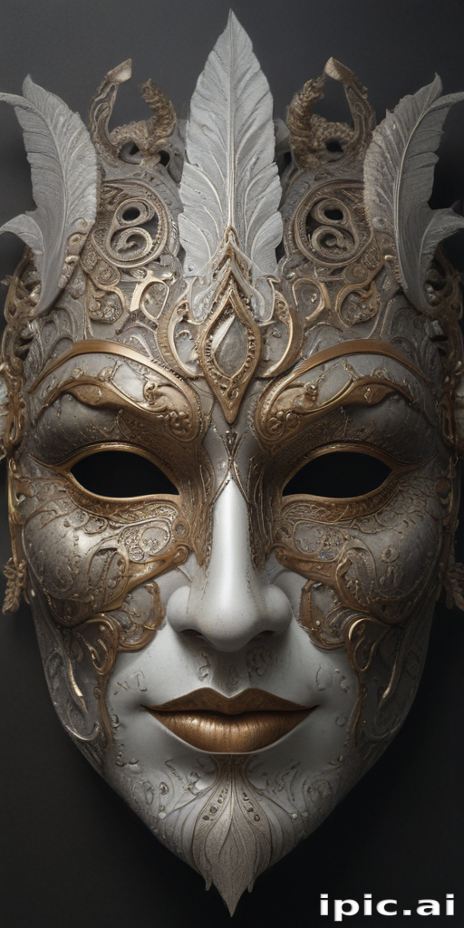 Intricately Designed Ornate Masquerade Mask with Elegant Feathers and ...