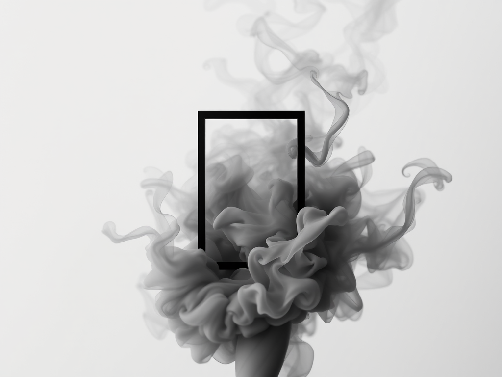 Abstract Smoke Formation Surrounding a Geometric Frame in Monochrome ...
