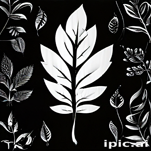 Elegant White Leaf Design Amidst Intricate Black Floral Patterns and ...
