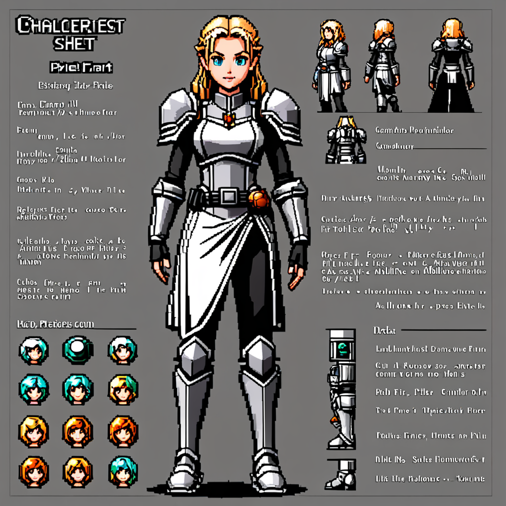 A character sheet pixel art