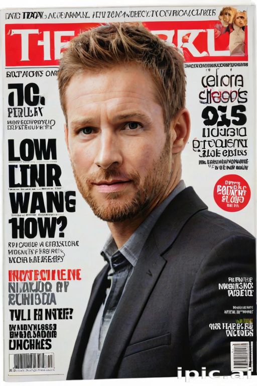Engaging Magazine Cover Featuring a Confident Man in a Suit