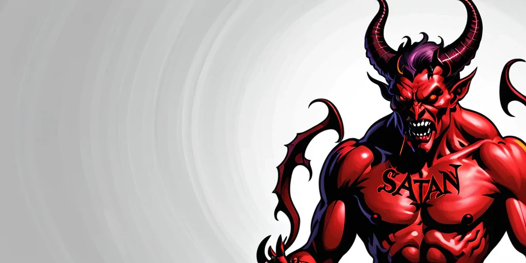 Fierce and Fiery Illustration of a Cartoonish Devil Named Satan