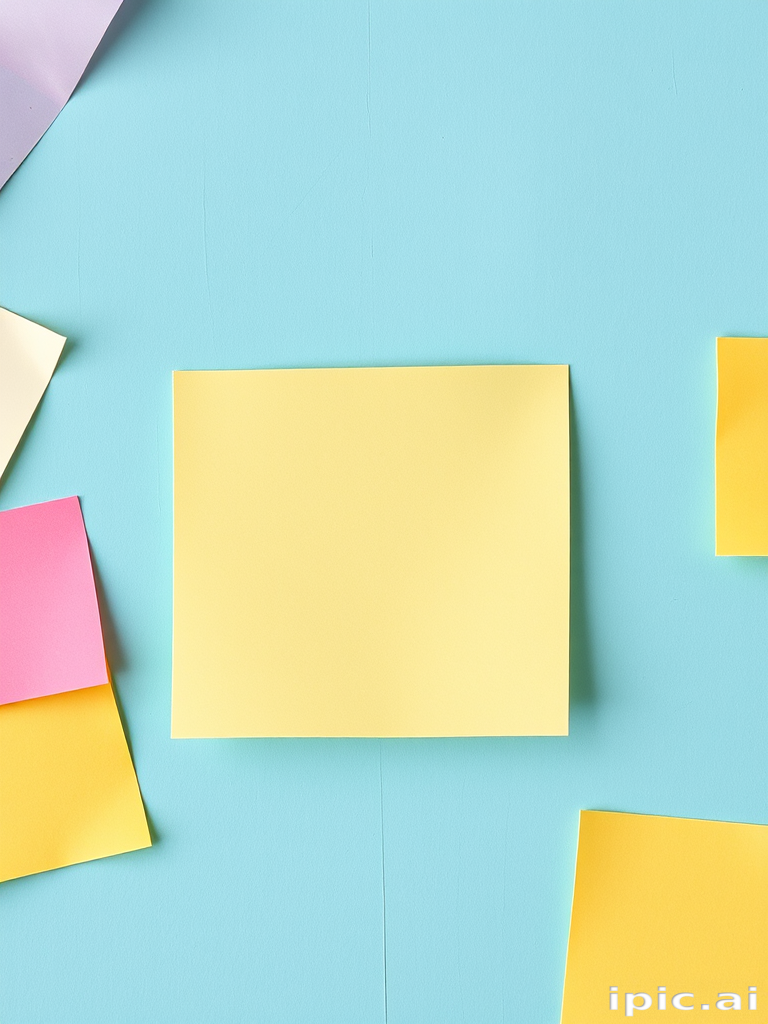 Colorful Sticky Notes on a Bright Blue Background for Creative Ideas.