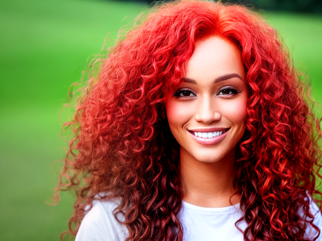 trans woman with long curly red hair
