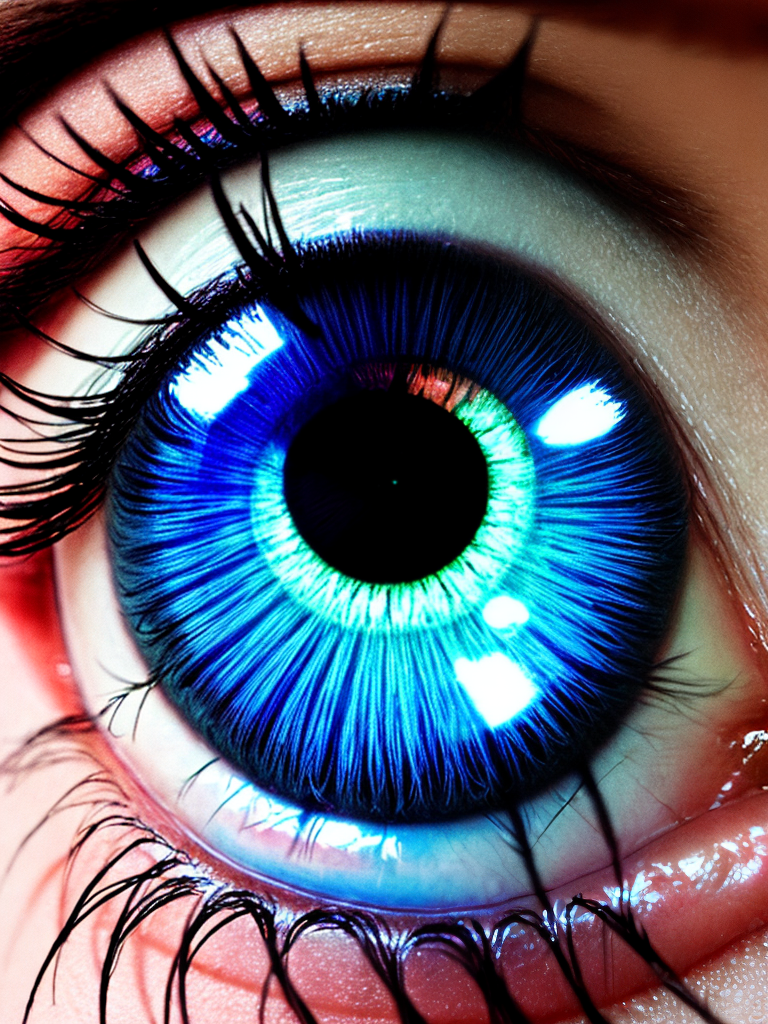 Reflection of the Apple logo in the eye