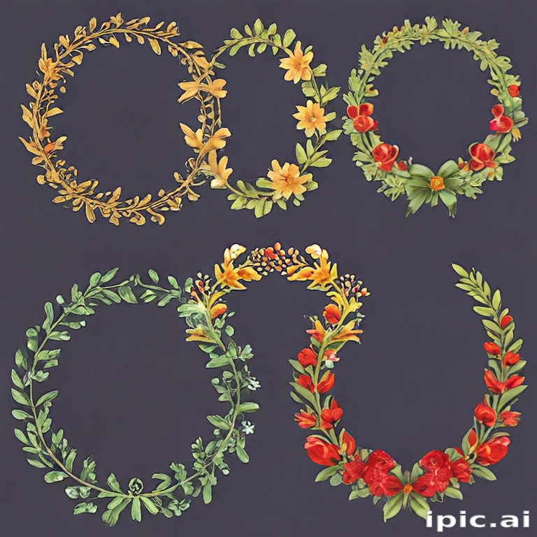 Beautifully Crafted Floral Wreath Designs in Vibrant Colors and Patterns