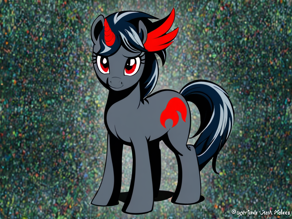 mlp pony dark alicorn with white markings on face red eyes red and ...