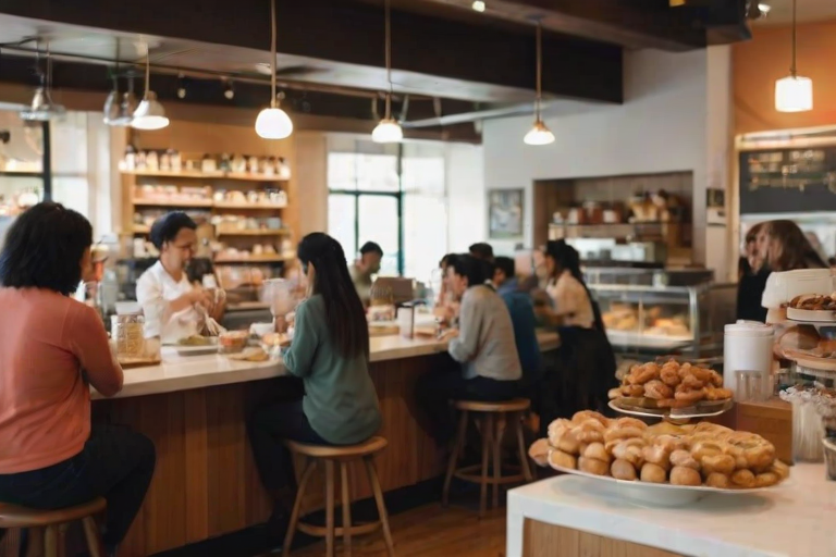 A Cozy Café Scene with Friends Enjoying Pastries and Conversations ...