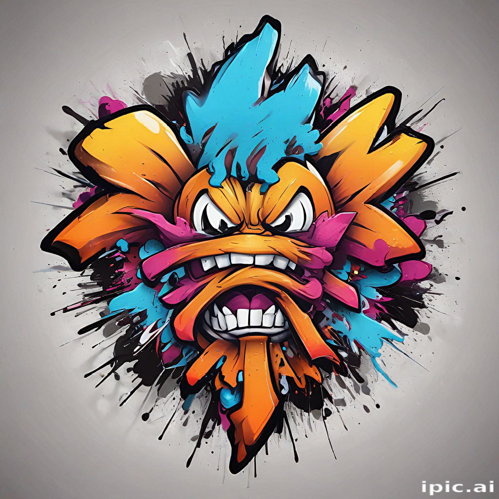 Vibrant Street Art Featuring an Angry Cartoon Duck with Bold Colors
