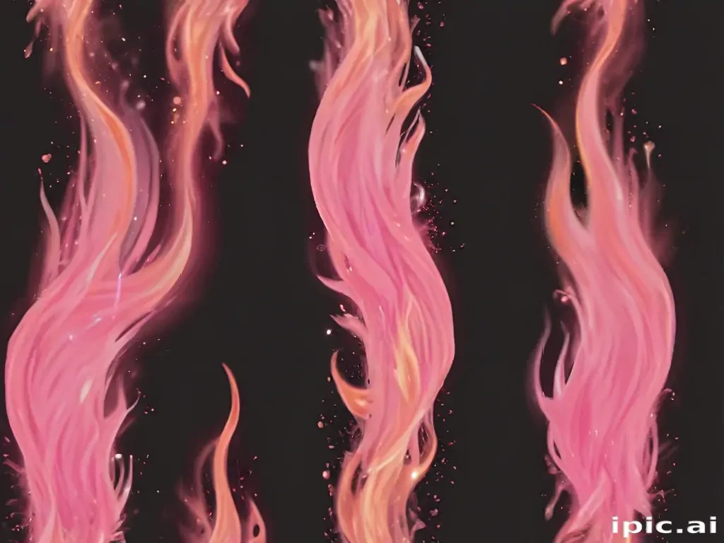 Abstract Illustration of Flowing Pink Flames Against a Dark Background