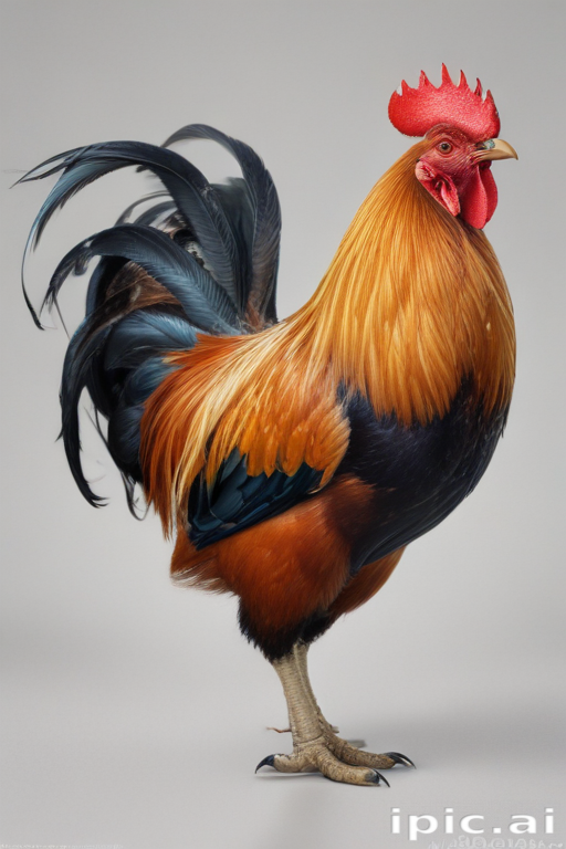 A Majestic Rooster Displaying Vibrant Feathers and Striking Colors in ...