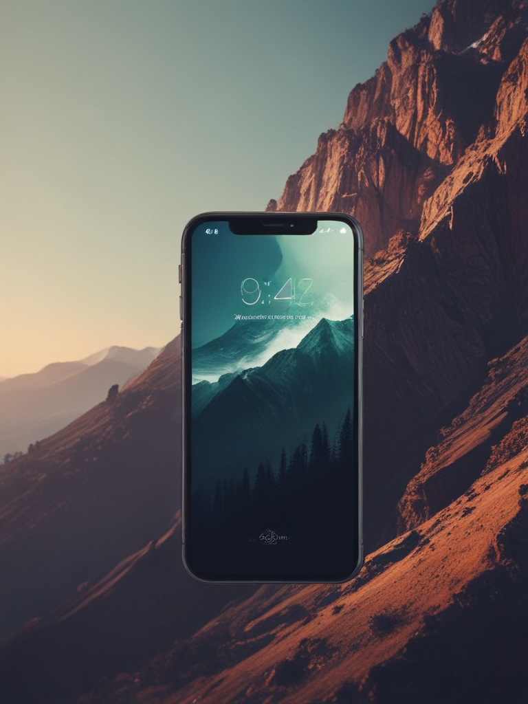 Stunning Mountain Landscape on Smartphone Screen Against Majestic Rocky ...