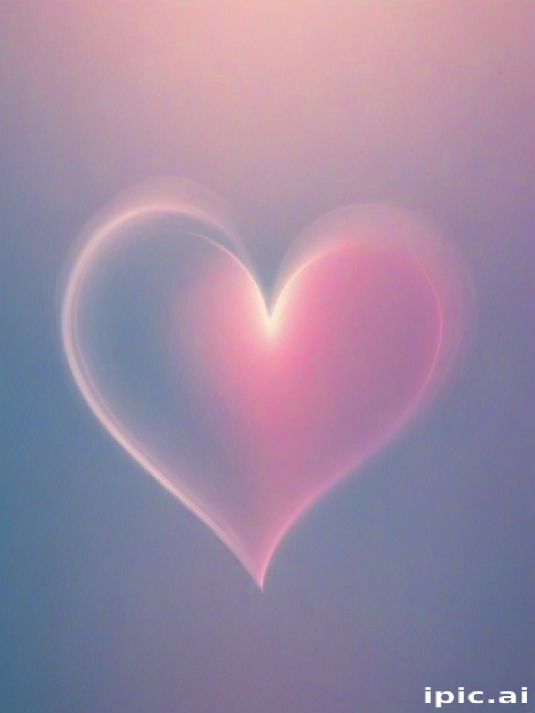 Delicate and Dreamy Heart Shape in Soft Pastel Colors and Light